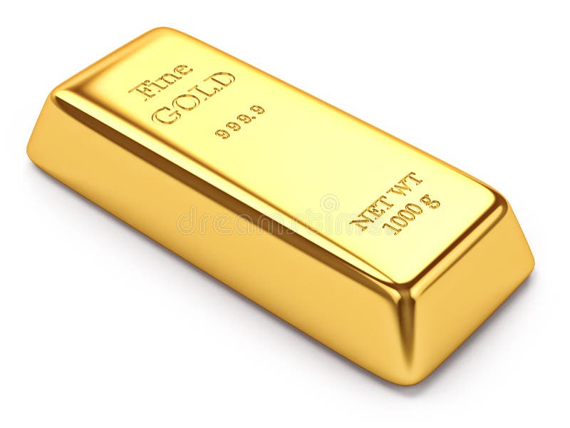 Lingot d'or sur le blanc illustration stock. Illustration du argent ...