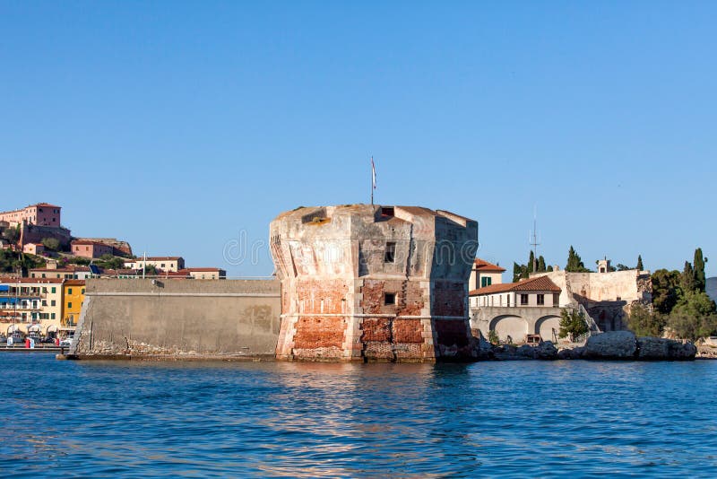 Linguella Tower, Portoferraio, Elba Island Stock Image - Image of ...