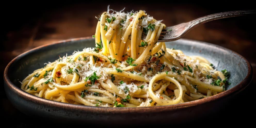 Linguine with a Light Dusting of Herbs and Shredded Parmesan Cheese ...