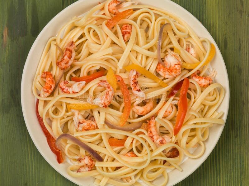 Linguine Pasta with Crayfish Tails Stock Image - Image of seafood ...