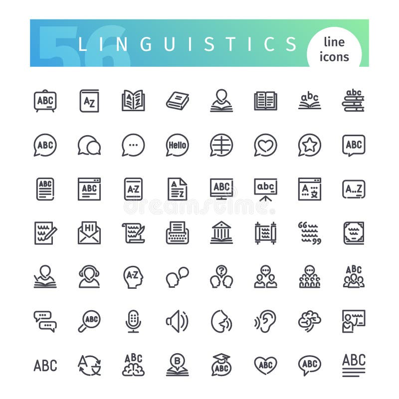 Linguistics Line Icons Set stock vector. Illustration of logo - 106573009