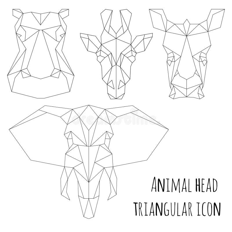 Ícone Triangular De Cabeça De Animal - Design Geométrico De Linha ...