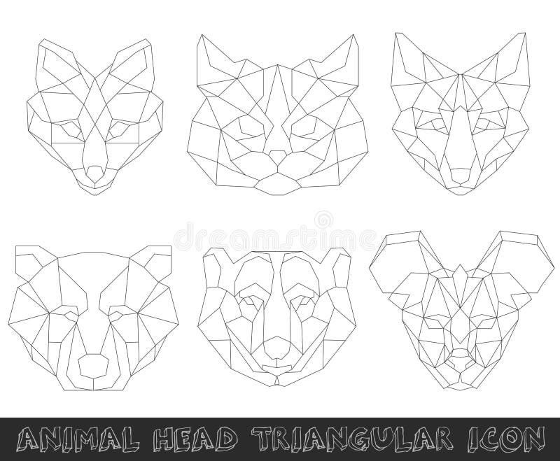 Ícone Triangular De Cabeça De Animal - Design Geométrico De Linha ...