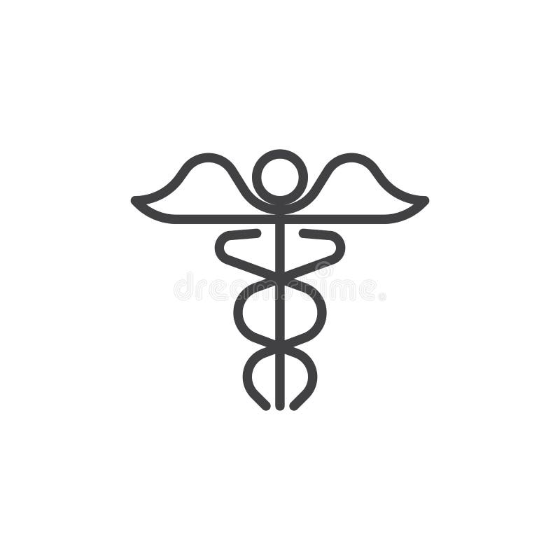 Linha ícone, Sinal Médico Do Vetor Ou Logotipo Do Caduceus Ilustração ...