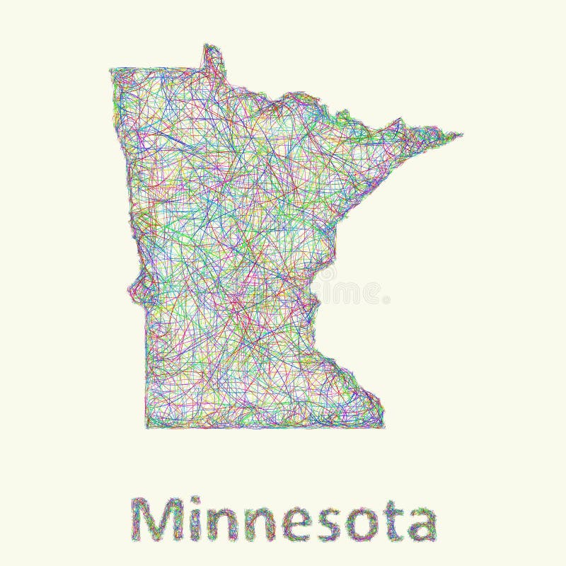 Linha Mapa De Minnesota Da Arte Ilustração do Vetor - Ilustração de ...
