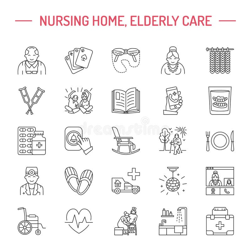 Linha Moderna ícone Do Vetor De Cuidado Superior E Idoso Ilustração do ...