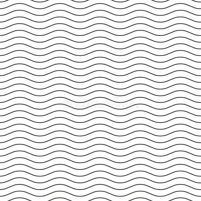 Padrão Contínuo Preto E Branco Com Linhas Onduladas Ilustração do Vetor ...