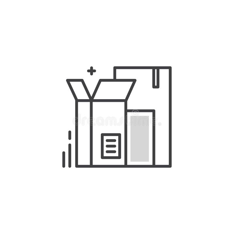 Linie packt Logo ein vektor abbildung. Illustration von kasten - 86542086