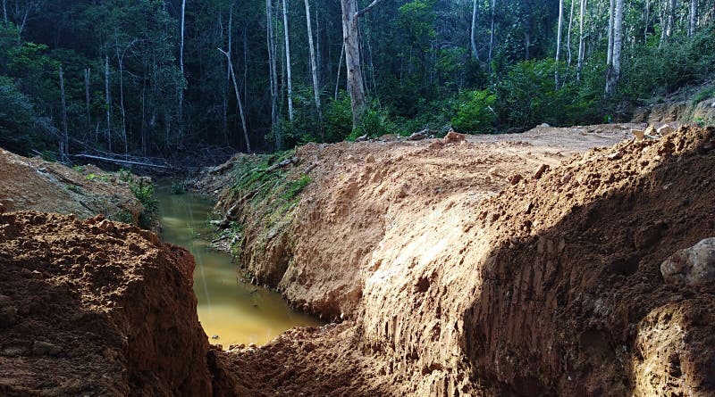 Lining of Irrigation Canal, Soil Cannel for Irrigation Stock Photo ...