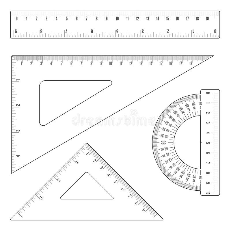 Linjaler - Trianglar Och Gradskivor Vektor Illustrationer ...