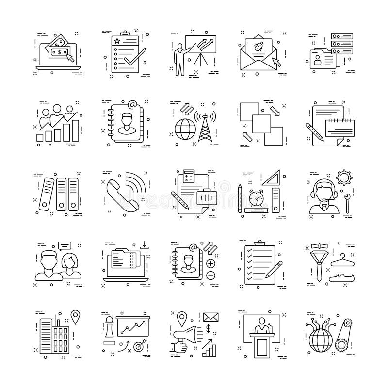 Linje Symboler Med Detalj 16 Stock Illustrationer - Illustration av ...
