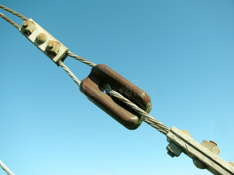 Link of the Cable Pulled Against Blue Sky. Stock Image - Image of ...