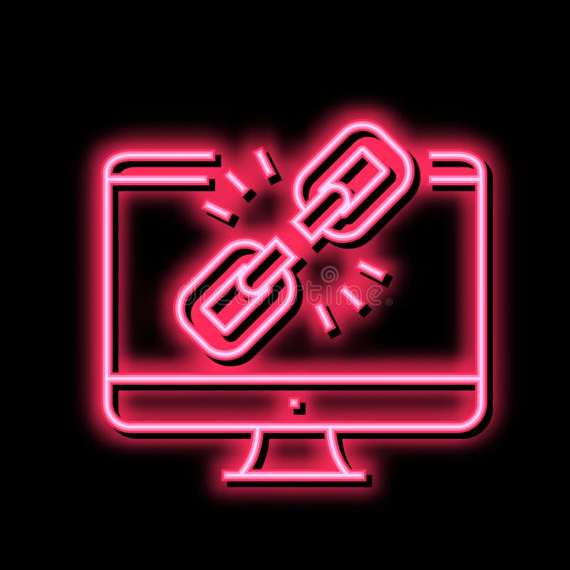 Link Disconnected Neon Glow Icon Illustration Stock Vector ...