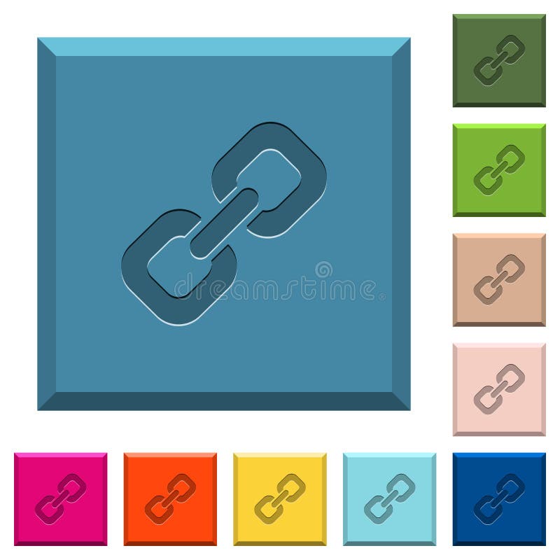 Link Engraved Icons on Edged Square Buttons Stock Vector - Illustration ...