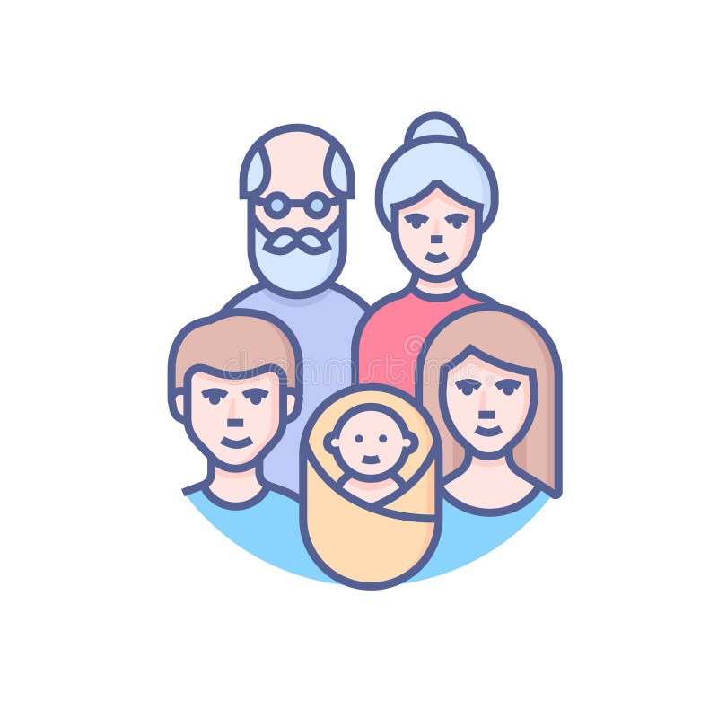 Link between Generations - Modern Colored Line Design Style Icon Stock ...