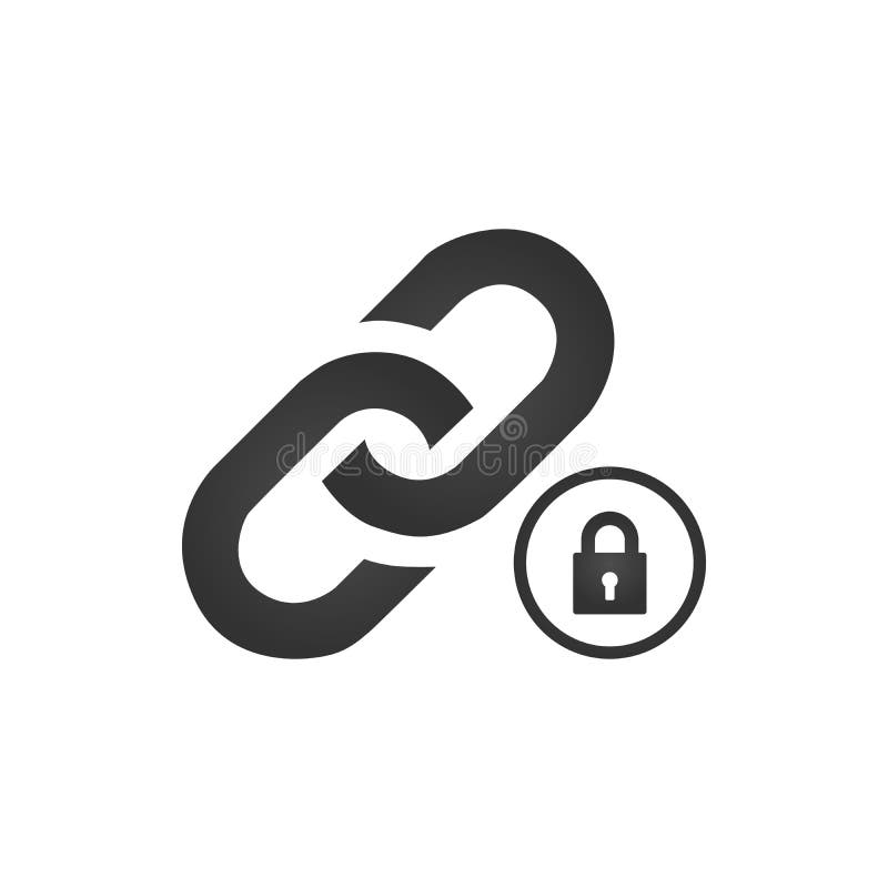Link Icon with Lock. Protected Link Concept. Vector Illustration ...