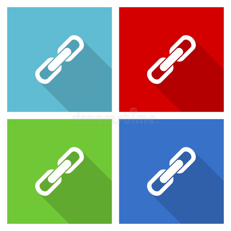 Link Icon Set, Vector Illustration in Eps 10, Web Buttons in 4 Colors ...