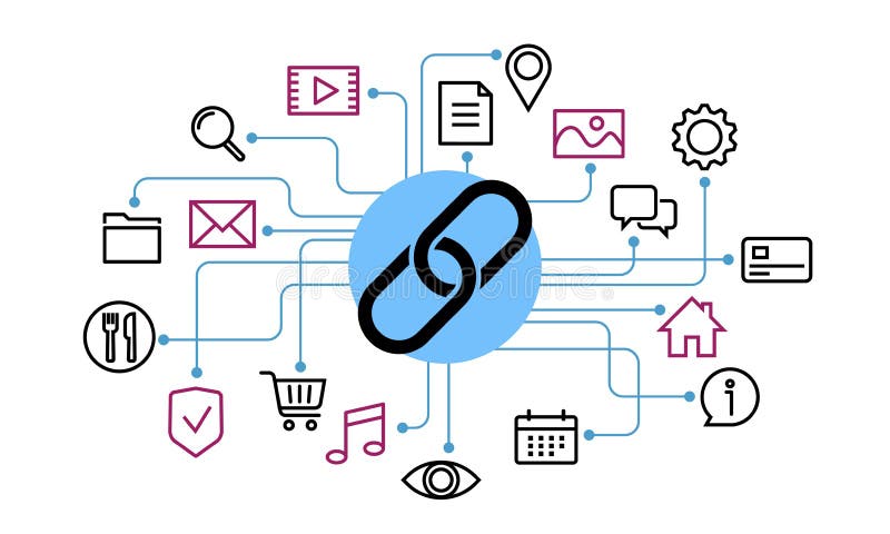 Link Network Connected Data Concept. Linking Icon Web . Connect Online ...