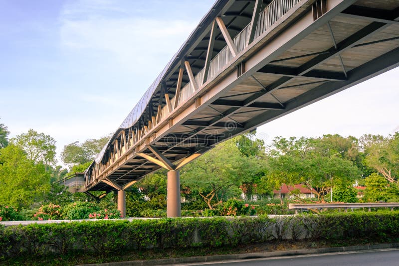 Link Pedestrian Bridge Over the Traffic Road Stock Image - Image of ...