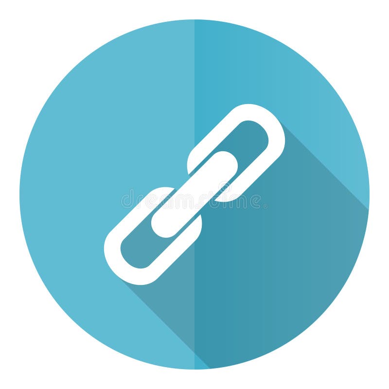 Link Vector Icon, Flat Design Blue Round Web Button Isolated on White ...