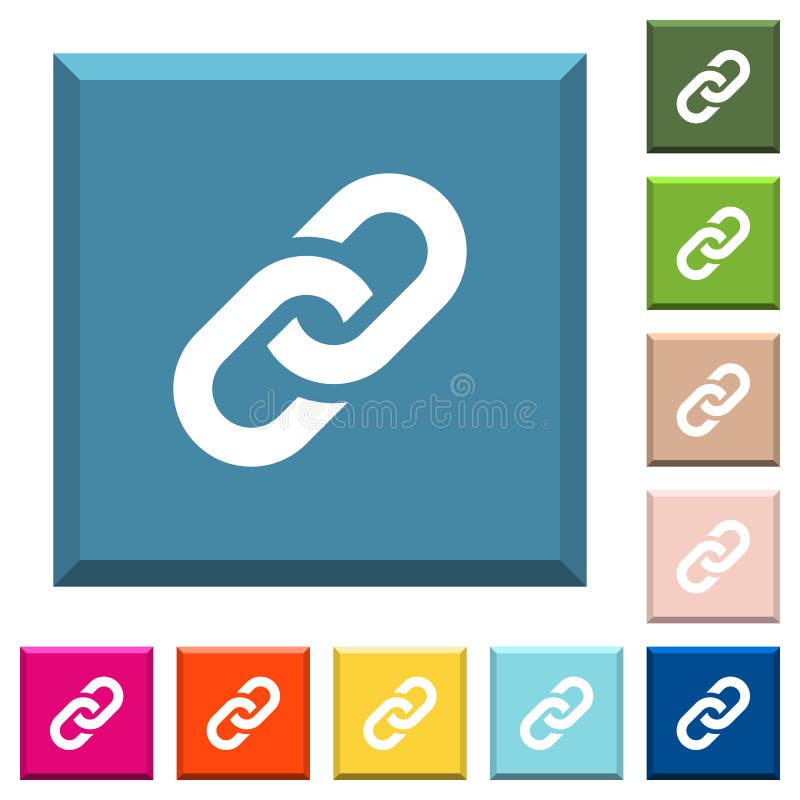 Link White Icons on Edged Square Buttons Stock Vector - Illustration of ...