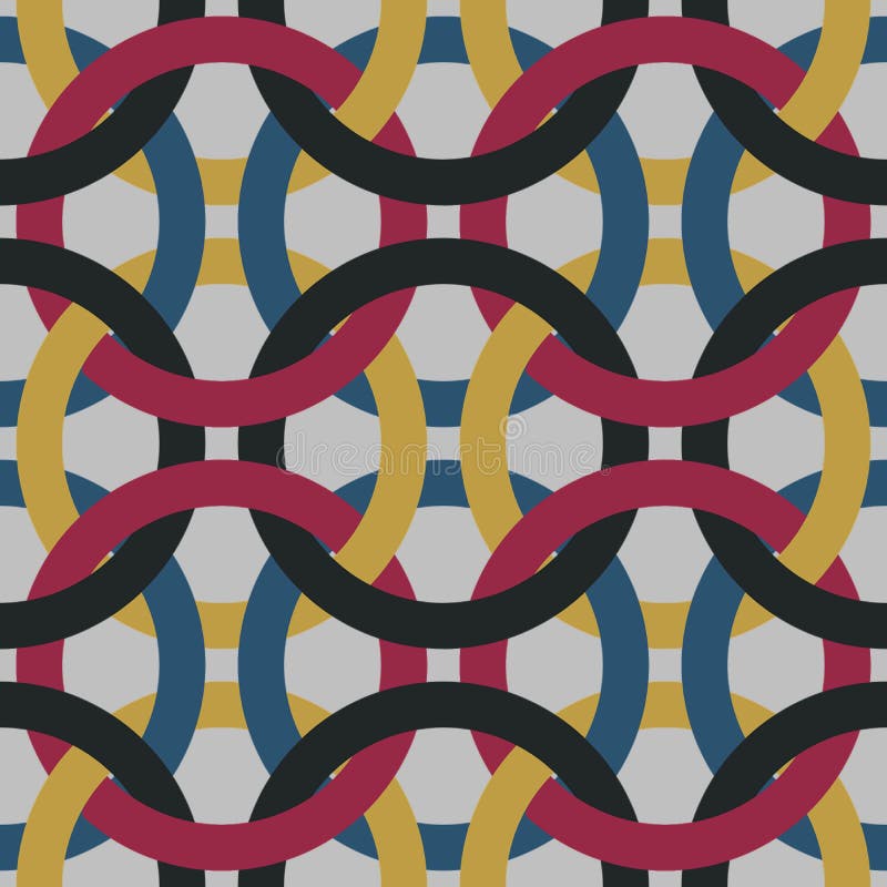 Linked Circle Chain on Silver Background Geometrical Pattern Seamless ...