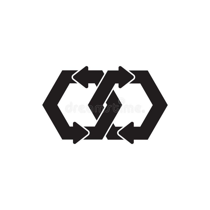 Linked Circle Hexagonal Arrows Process Symbol Vector Stock Vector ...