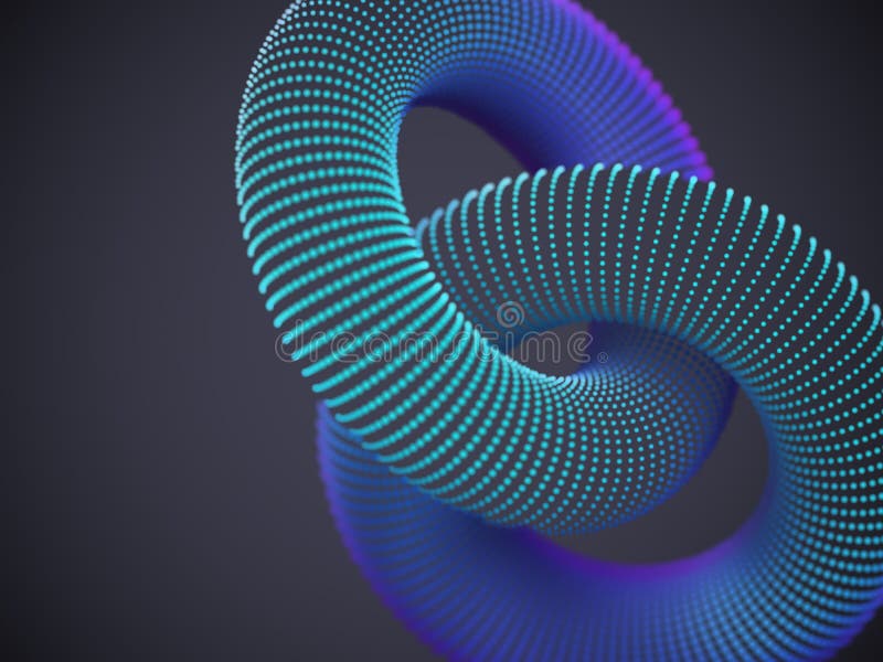 Linked 3D Torus Made Up of Glowing Particles on Dark Background. Stock ...