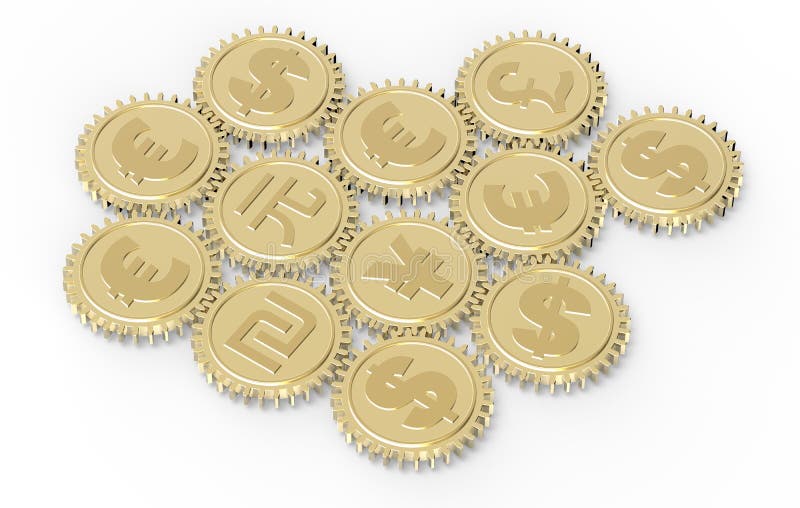 Linked Gear with a Money Sign Stock Illustration - Illustration of ...