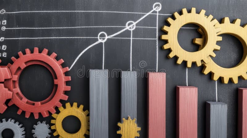 Linked Gears Represent a Sophisticated System Process Stock Photo ...