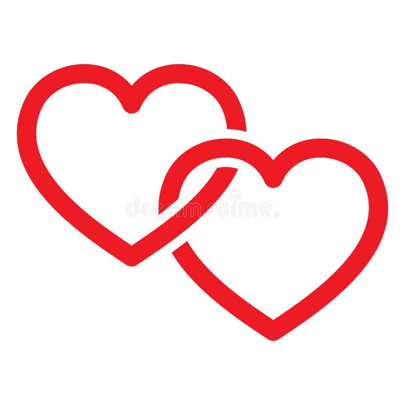Linked Hearts Icon. Loop from Two Hearts Vector Illustration Stock ...