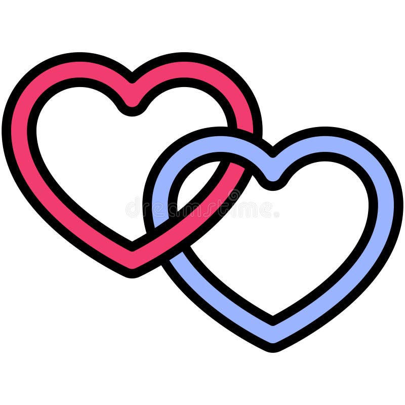 Linked Hearts Icon, Love and Heart Vector Stock Vector - Illustration ...