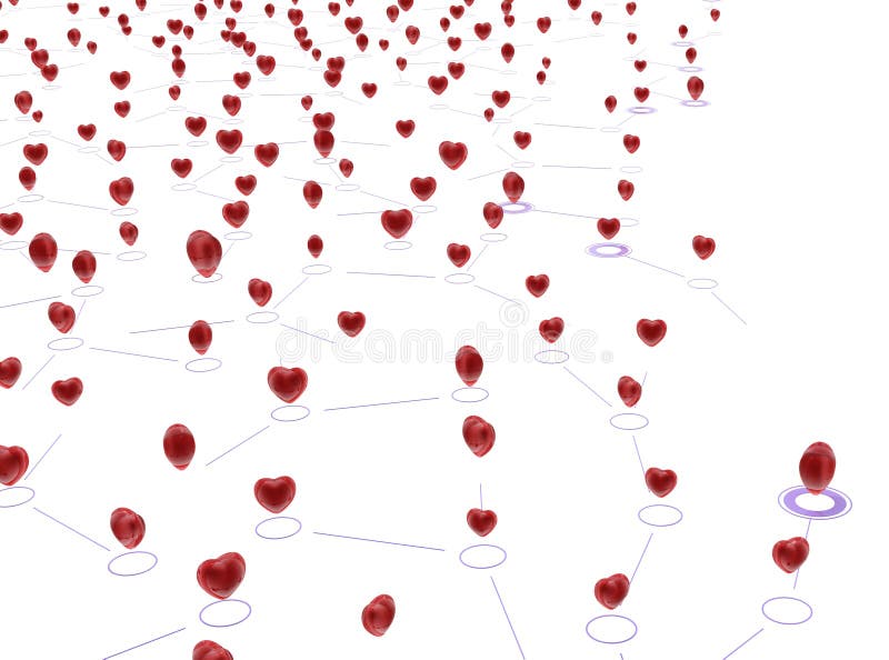 Linked Hearts Network stock illustration. Illustration of lines - 22936427