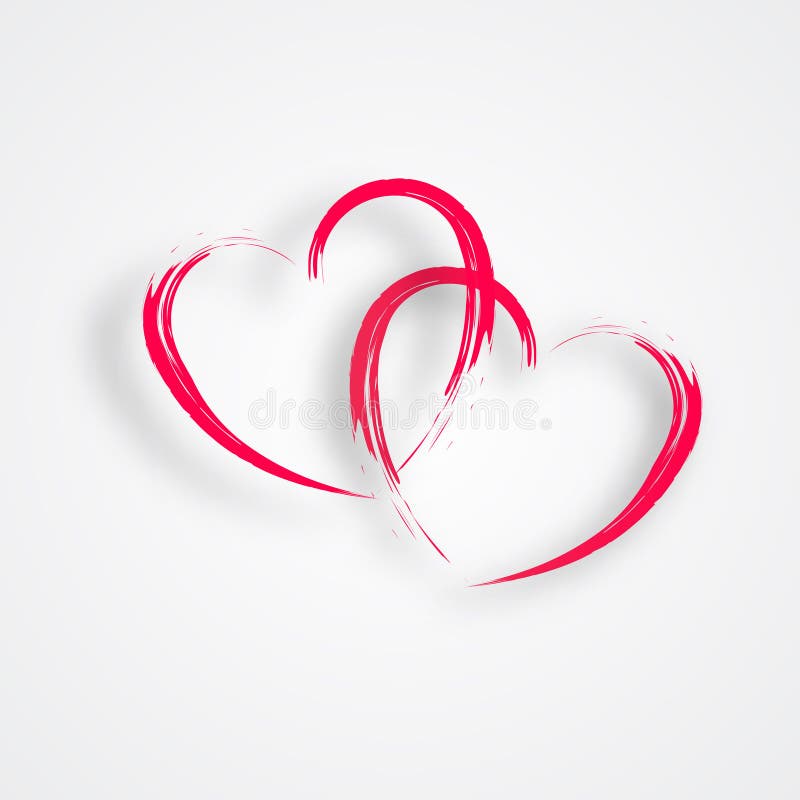 Two linked hearts stock vector. Illustration of love - 85767051