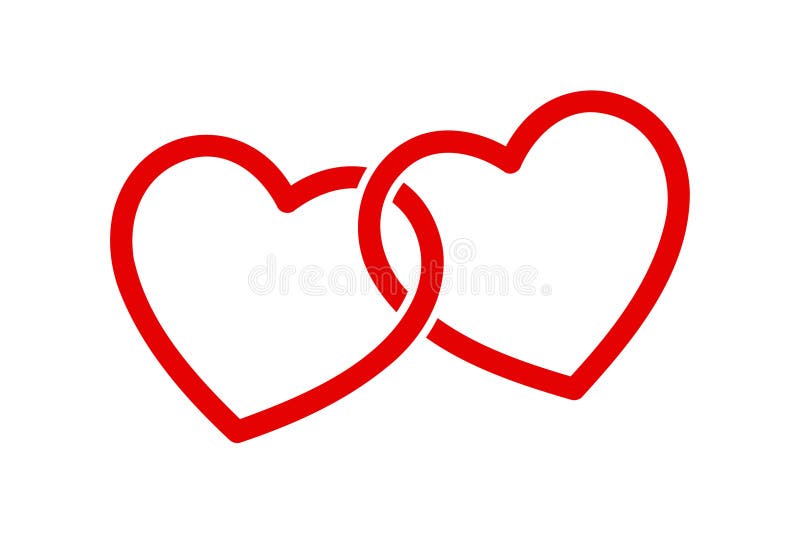 Two linked hearts stock vector. Illustration of love - 85767051