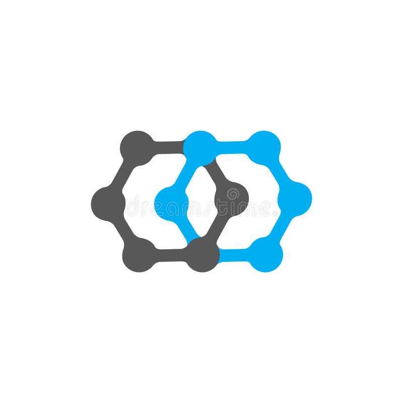 Linked Hexagonal Dots Simple Logo Vector Stock Vector - Illustration of ...
