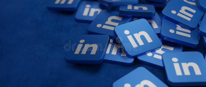 Linked in Logo Concept Banner Scattered Tiles with Copyspace 3D ...