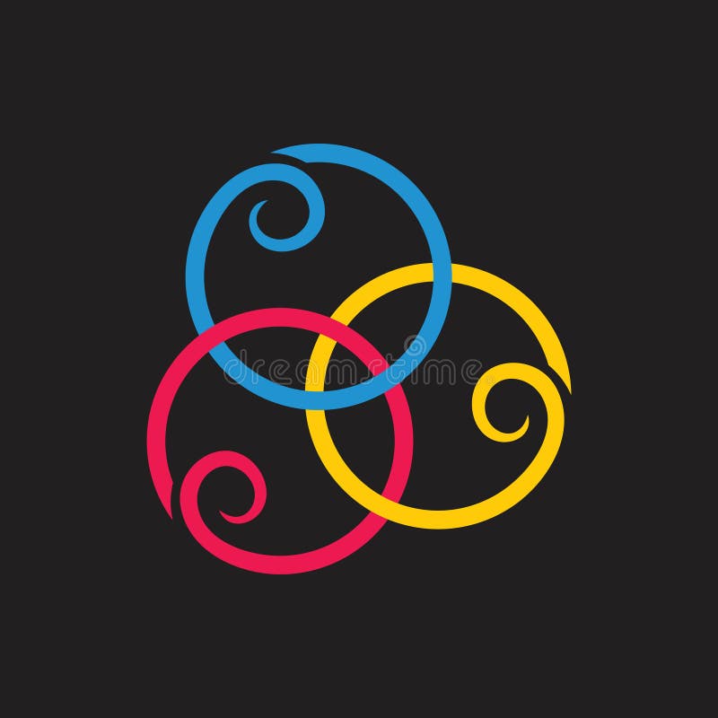 Linked Loop Curves Overlapping Logo Vector Stock Vector - Illustration ...