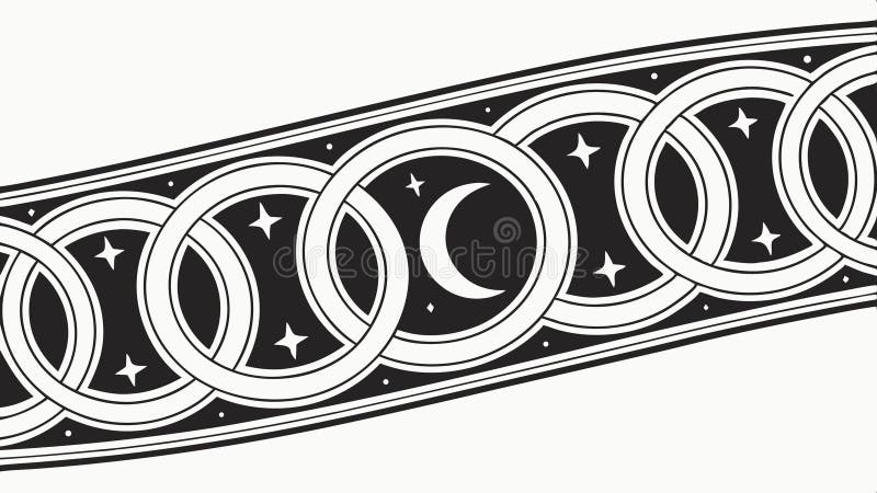 Linked Ring Pattern Decorative Border, Abstract Ornamental Design ...