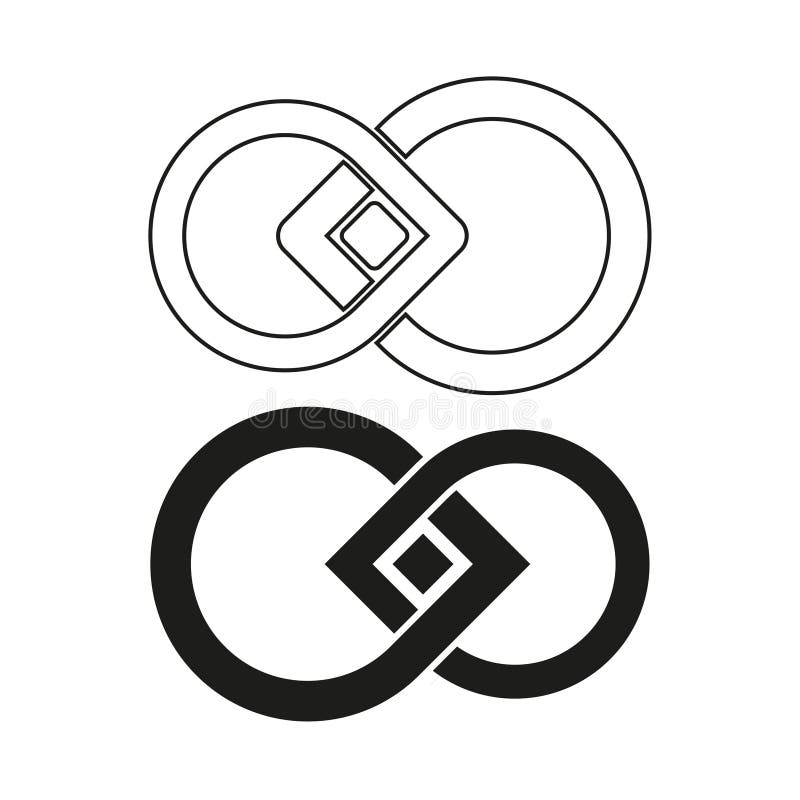 Linked Rings Icon Chain Connection Symbol Vector Unity Shape Overlapping Loops Element Stock