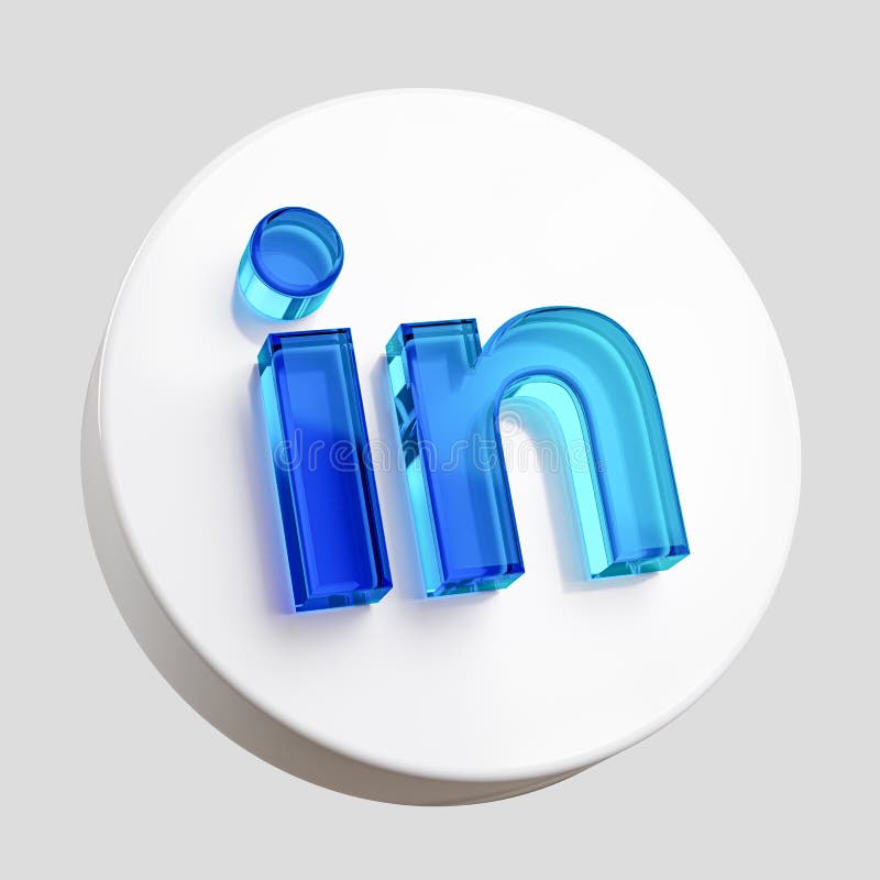 LinkedIn Acrylic Glass Icon Isolated Logo 3D Render Editorial Photo ...