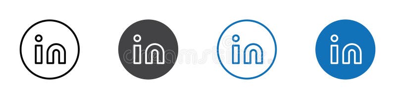 Linkedin Icon Flat Editable Icon Mark Set Stock Vector - Illustration ...