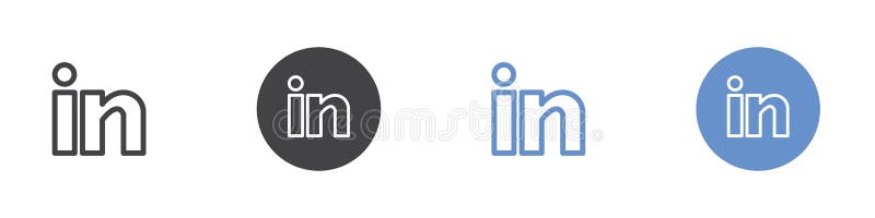 Linkedin Icon Flat Set in Black and White Color Stock Vector ...