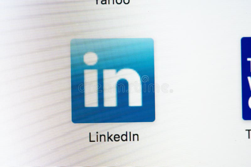 LinkedIn Icon on Laptop Screen Close-up Editorial Image - Image of ...