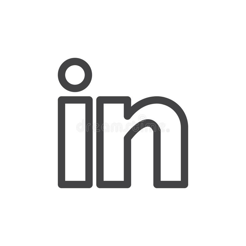 Linkedin Icon Thin Outline Art Symbol Stock Vector - Illustration of ...