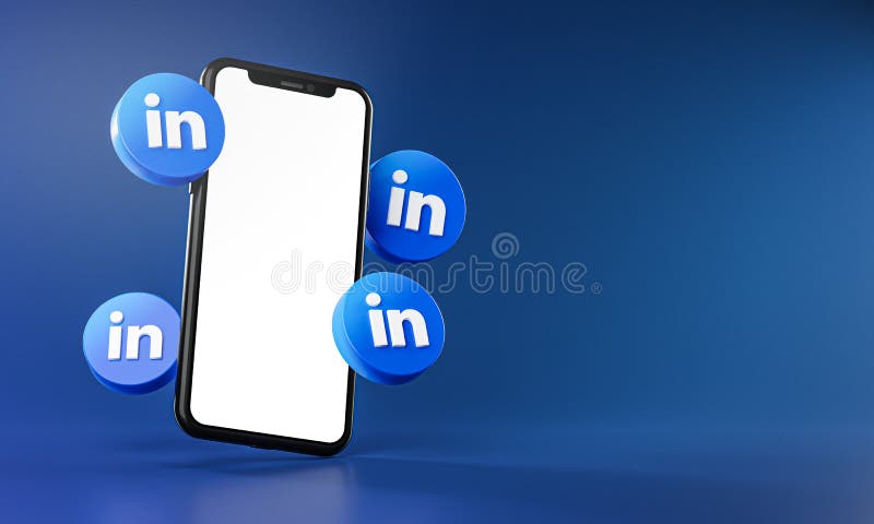 LinkedIn Icons Around Smartphone App Mockup 3D Editorial Stock Image ...
