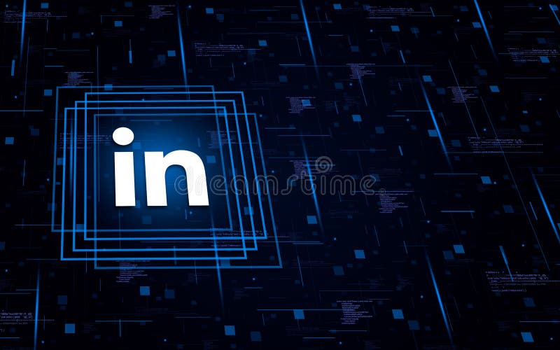 Linkedin Logo Icon on Technological Background with Code Elements ...