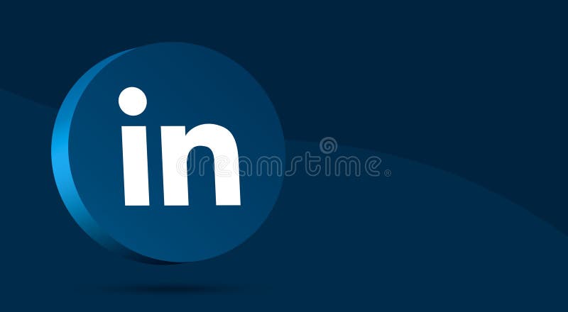 Linkedin Logo Minimal Design on the Round Button 3d Render. Social ...