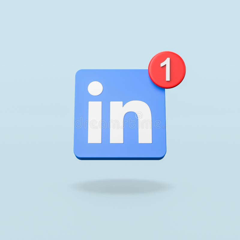 LinkedinLogo with 1 Notification on Blue Background Editorial ...