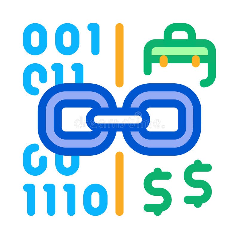 Linking Binary Code To Money Icon Vector Outline Illustration Stock ...